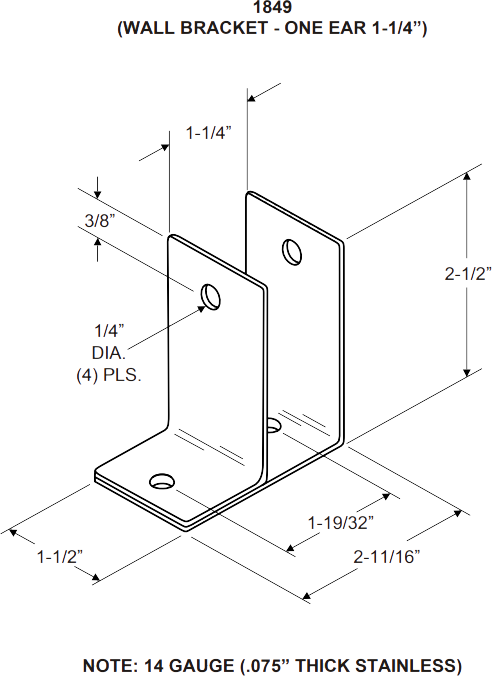 Restroom Partition Pilaster Pack 1-1 4 One Ear CRSS