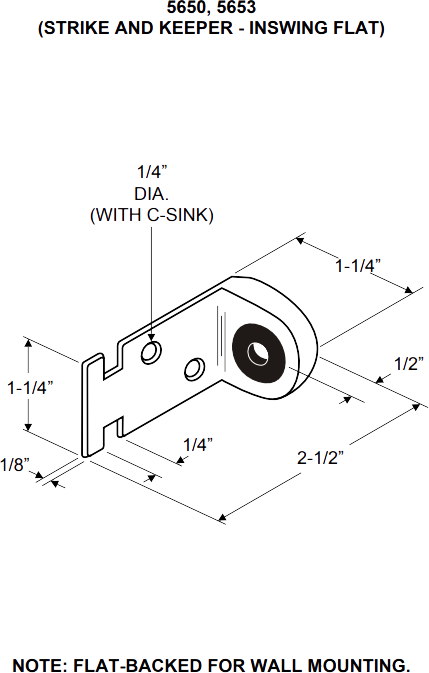 Restroom Partition Strike Keeper Inswing Flat Satin Stai