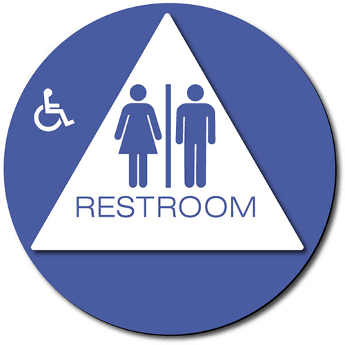 ADA Restroom Signs EP1526BW Unisex Restroom Door Sign - Blue Circle ...