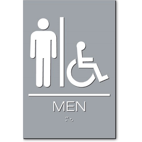 ADA Restroom Signs EP4402CA CA MEN ACCESSIBLE RESTROOM Sign | White on Gray